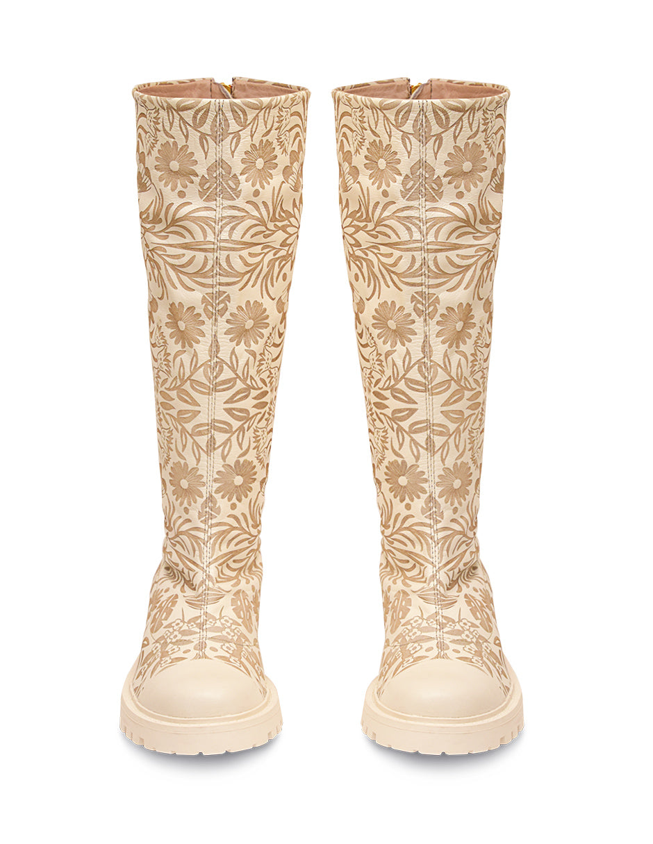 Long leather laser boot Bone | Llena Eres De Gracia